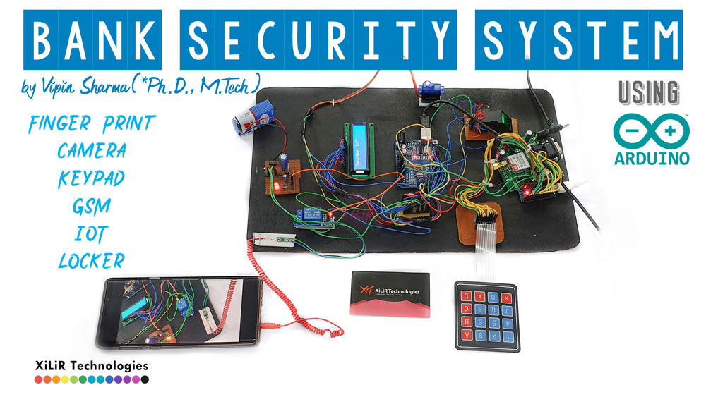 Bank Security System with Finger print, Camera, GSM, Keypad, IOT Arduino